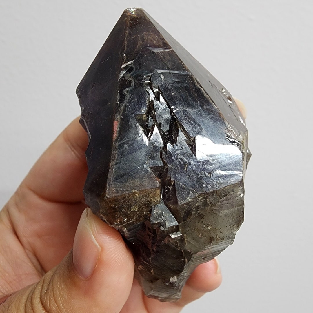 Rare Trigonic Record Keeper Amethyst Point From Brazil - Rough Dark ...