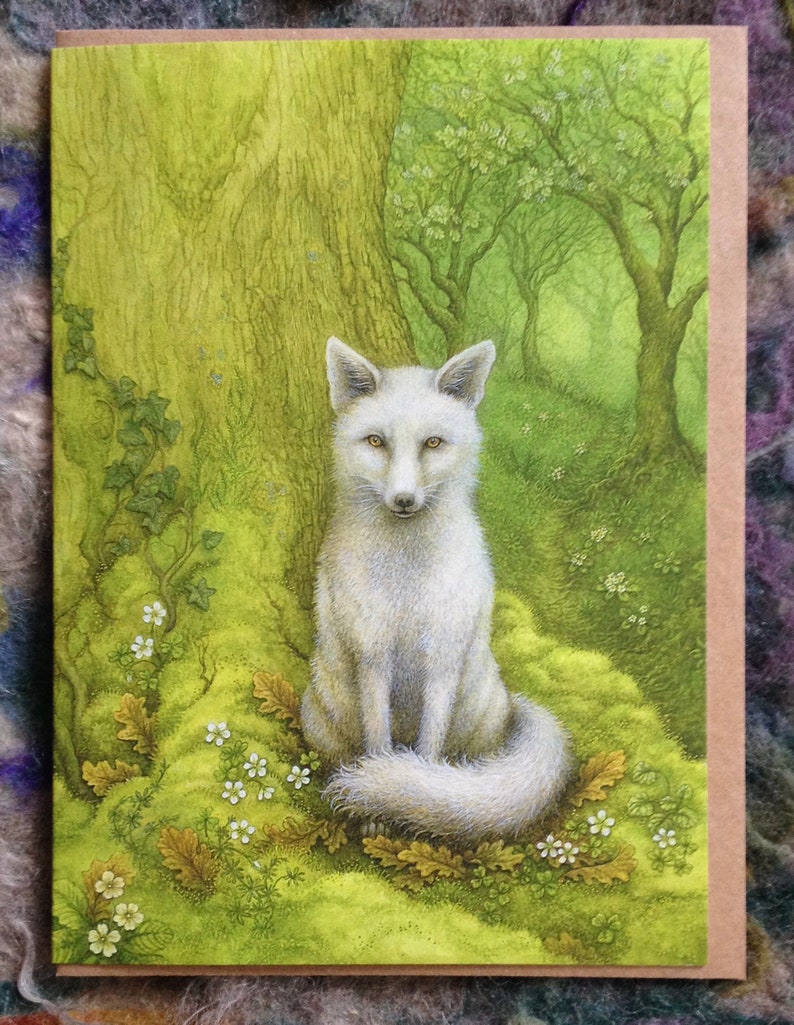 The White Fox Greetings Card - Etsy
