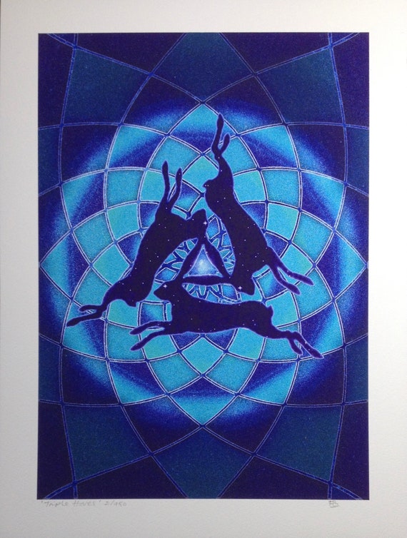 Giclée print of Triple Hares | Etsy