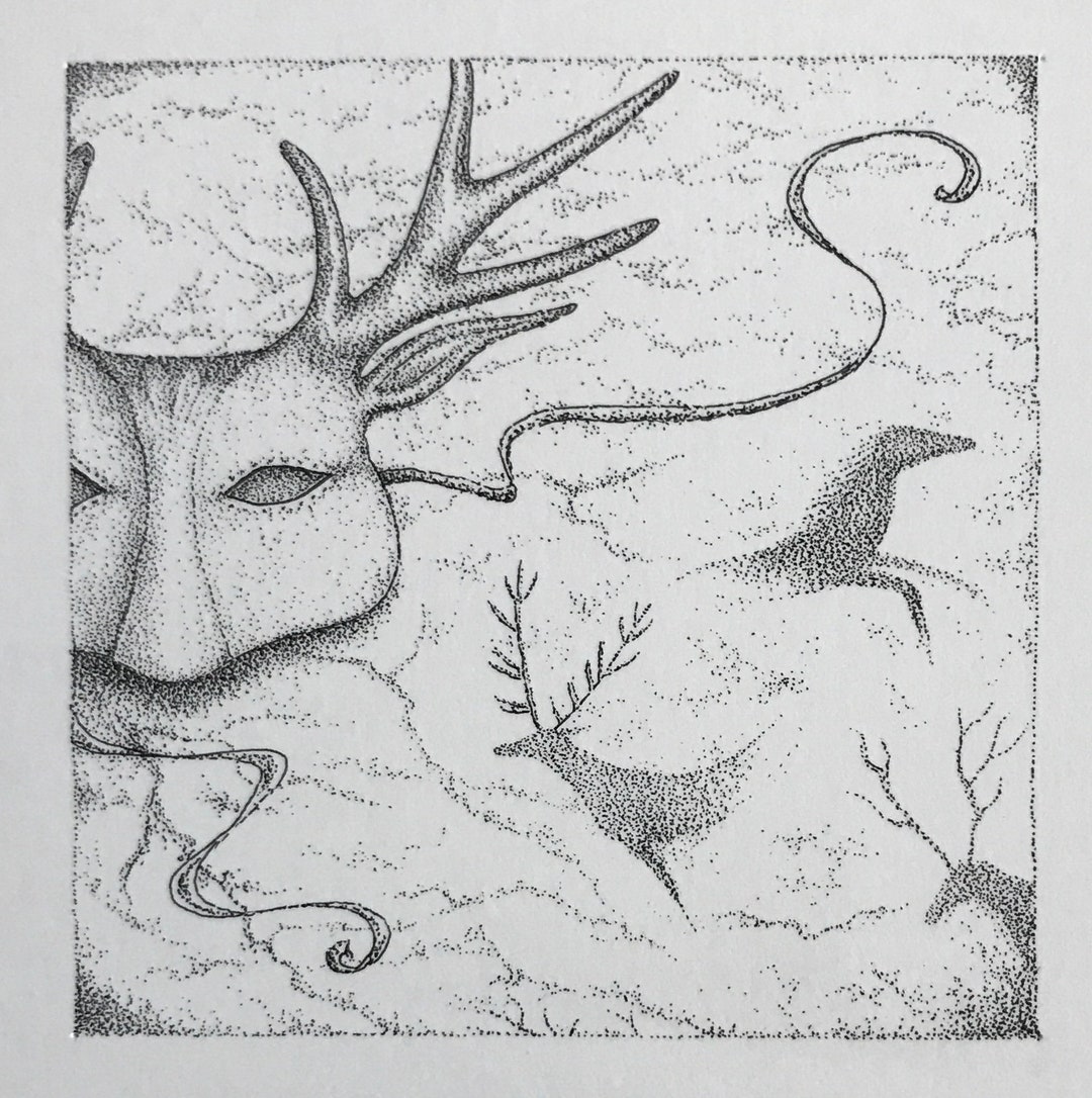 Original Illustration "cave Art & Stag Mask" - Etsy