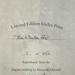 Limited Edition Print of "the White Fox" - Etsy