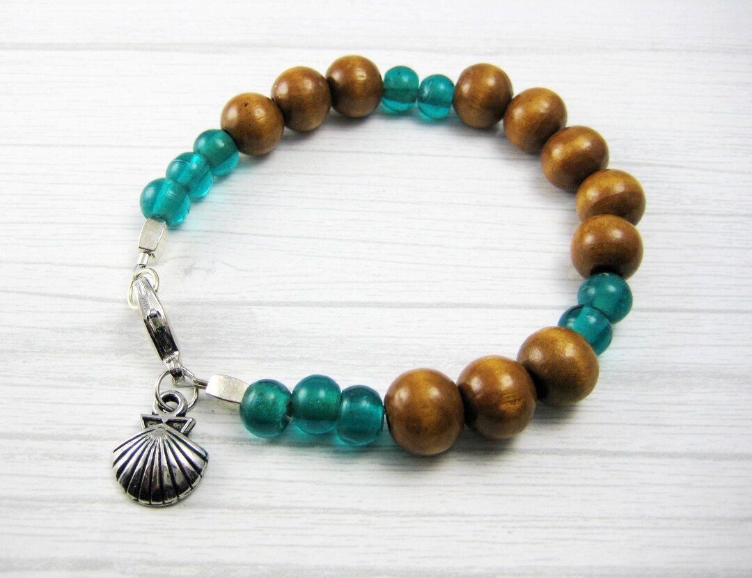 Wood, Glass | Tropical Style Jewelry | Shell Charm Bracelet - Etsy
