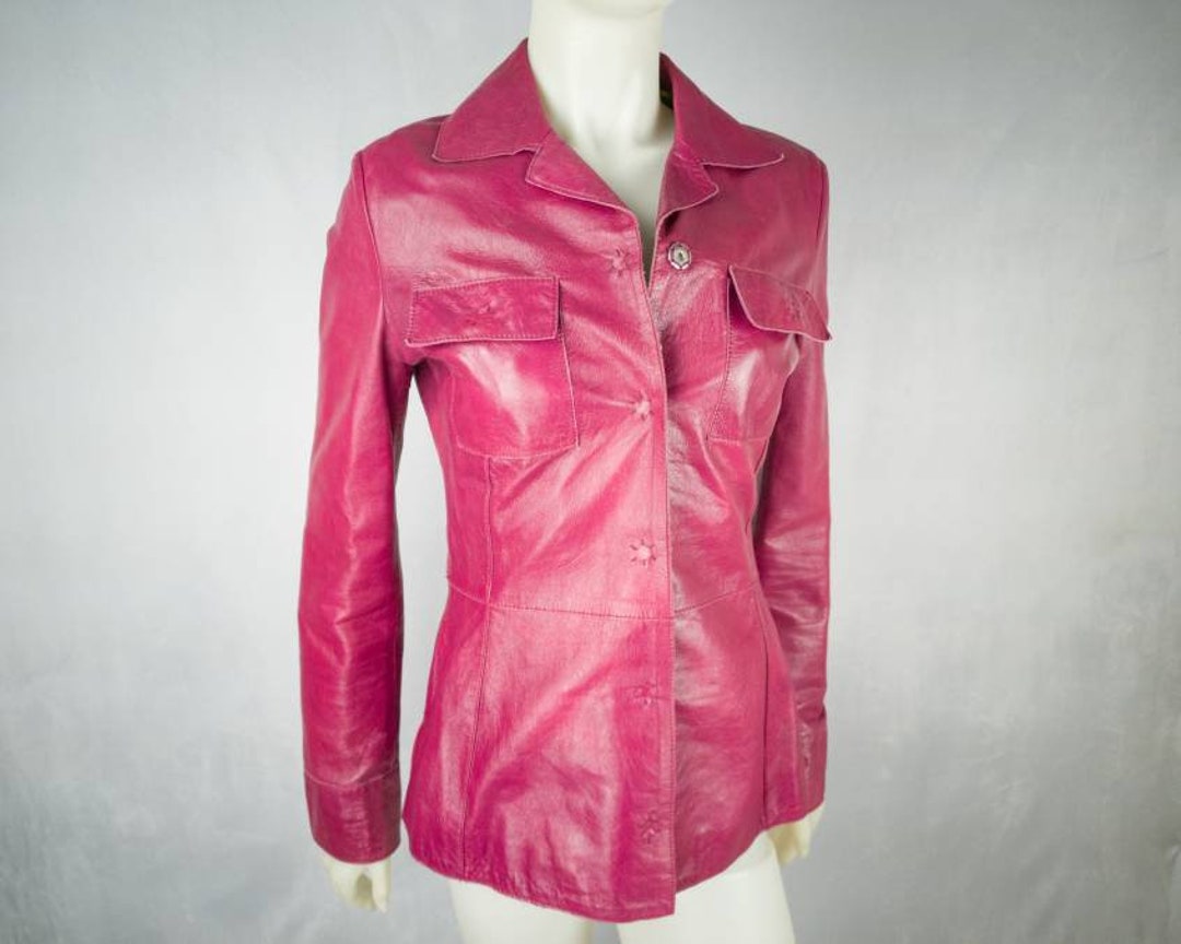 D G Magenta Leather Jacket Women s Size 28 size 40 Hot Pink Lambskin D G Magenta Leather Jacket Women s Size 28 size 40 Hot Pink Lambskin