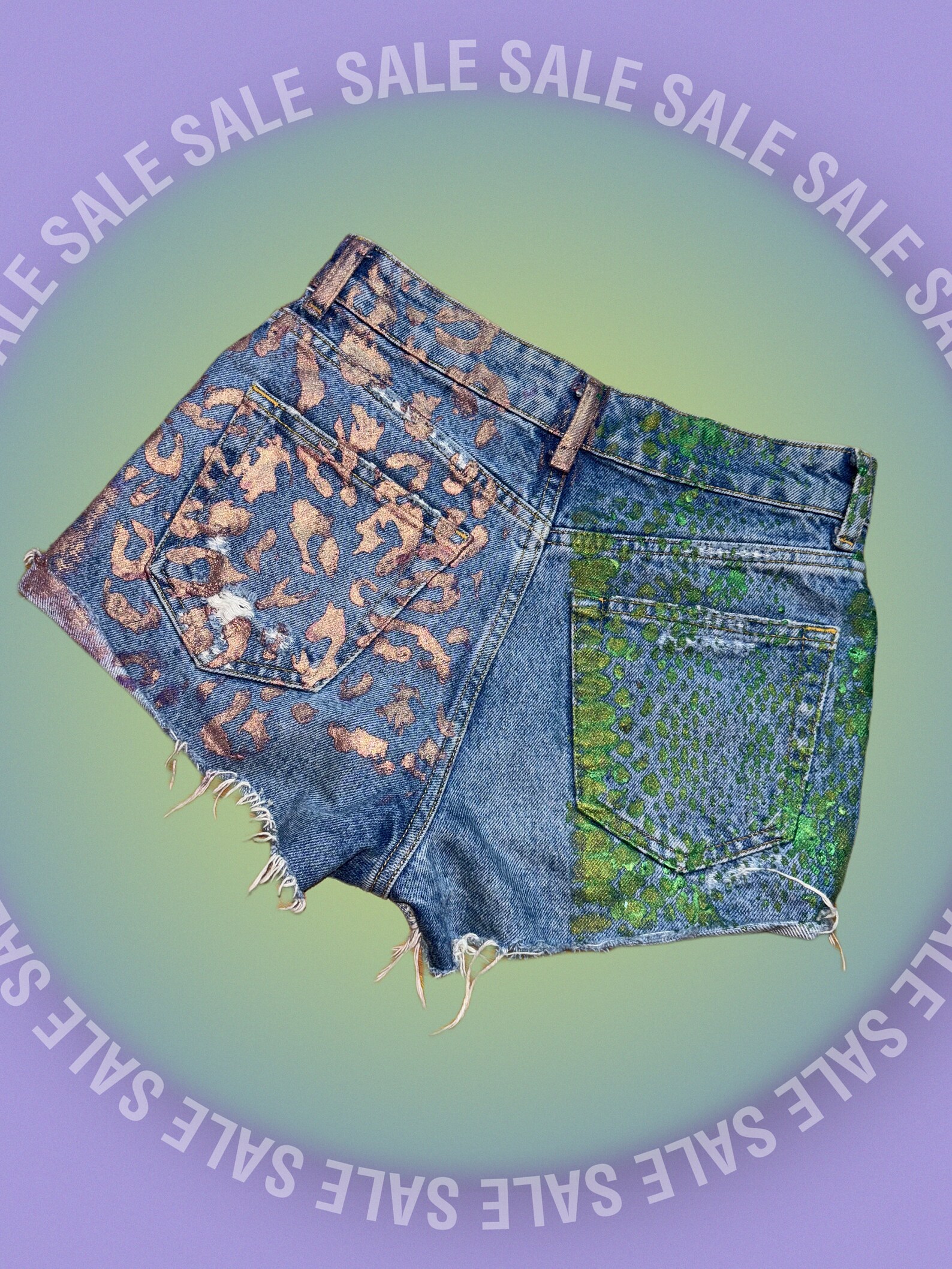 2 Prints Denim Short - Etsy