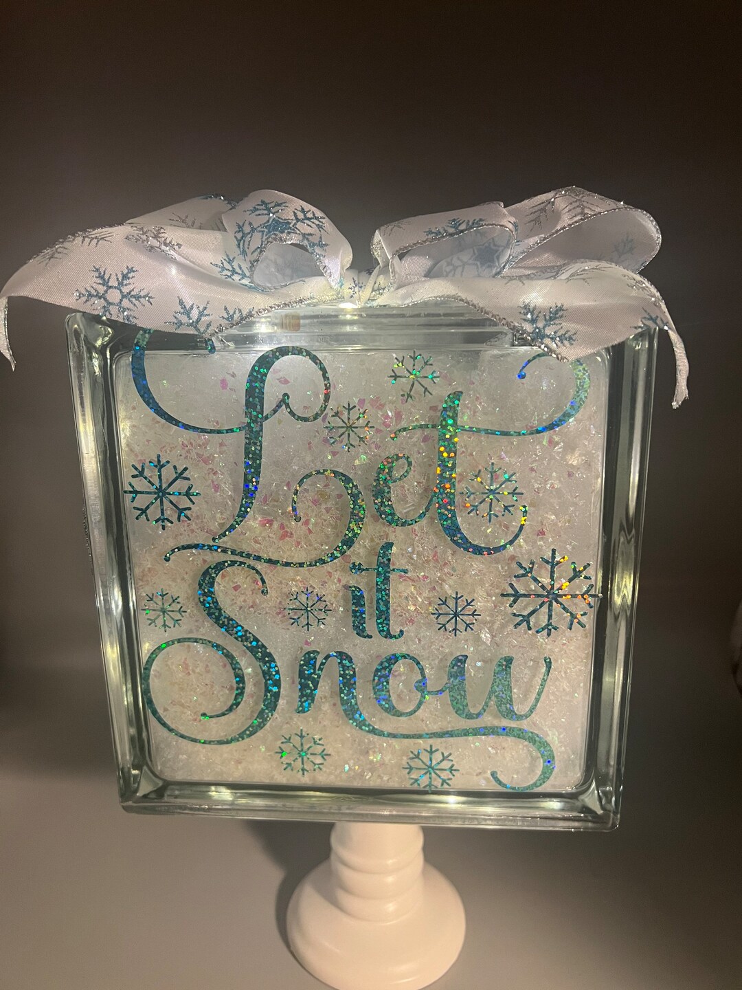 Let It Snow Glass Block - Etsy