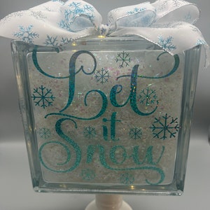 Let It Snow Glass Block - Etsy
