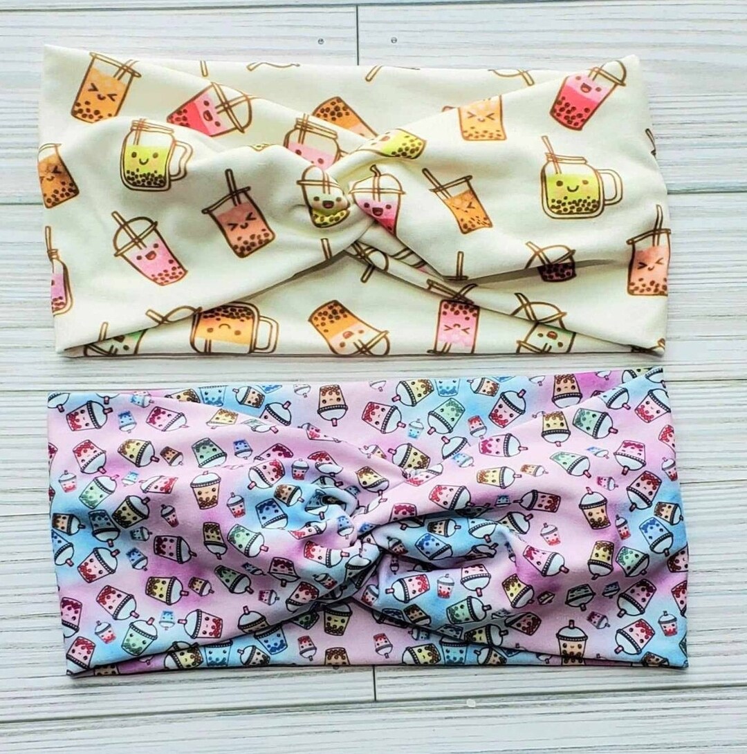 Boba Tea Headband Tie Dye,headband Purple,tea Headband Drink,twist ...