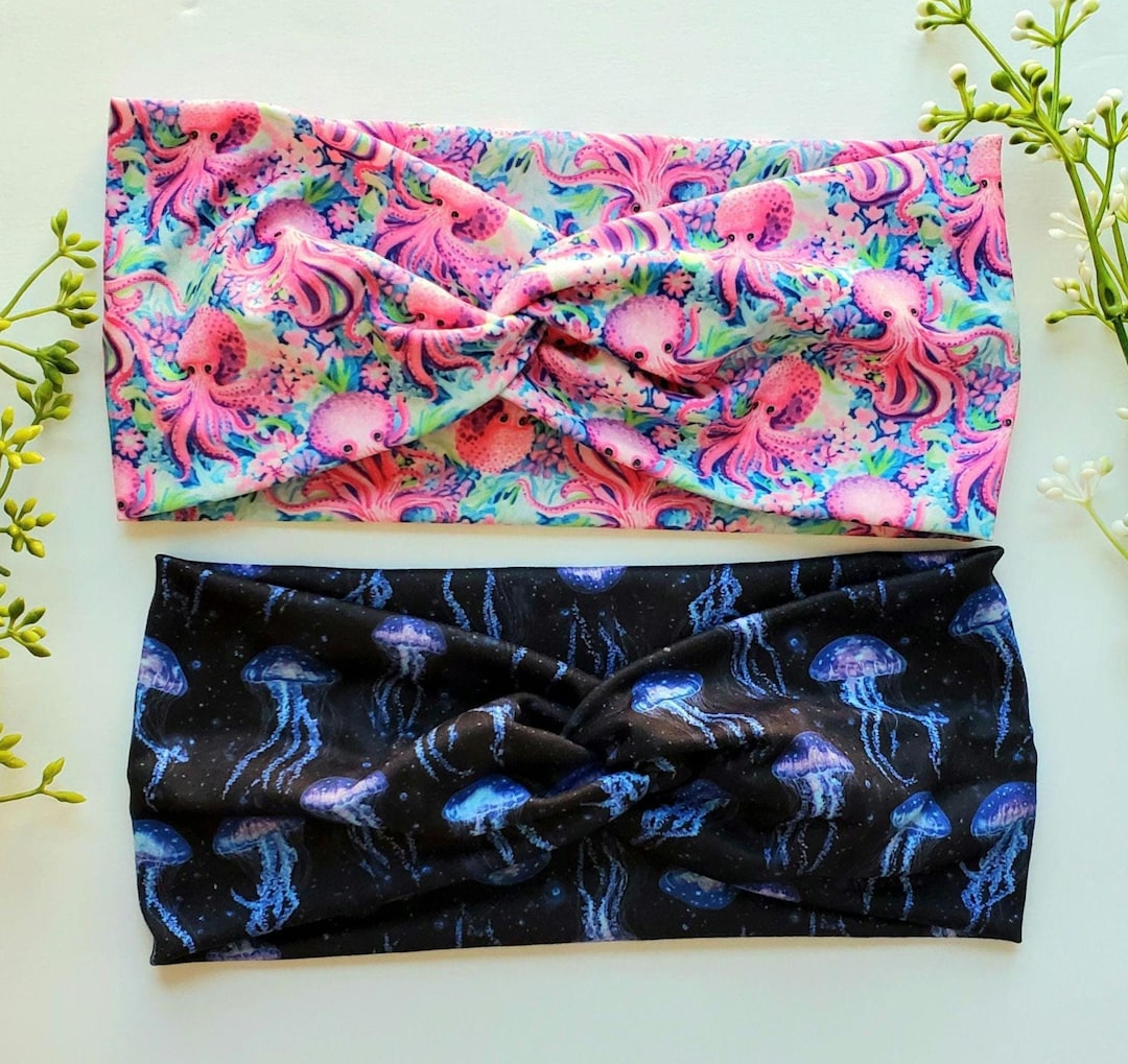 Octopus Headband: Tropical Summer Turban, Adjustable Handmade Headwear ...