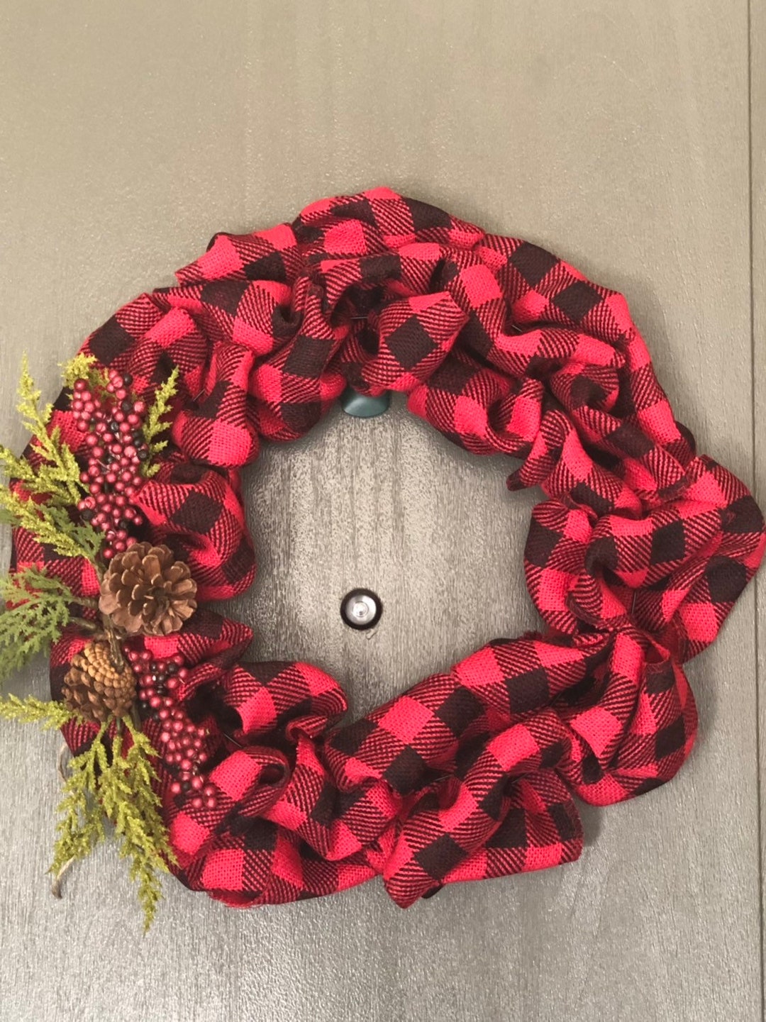 Red Buffalo Check Burlap Christmas Wreath - Etsy