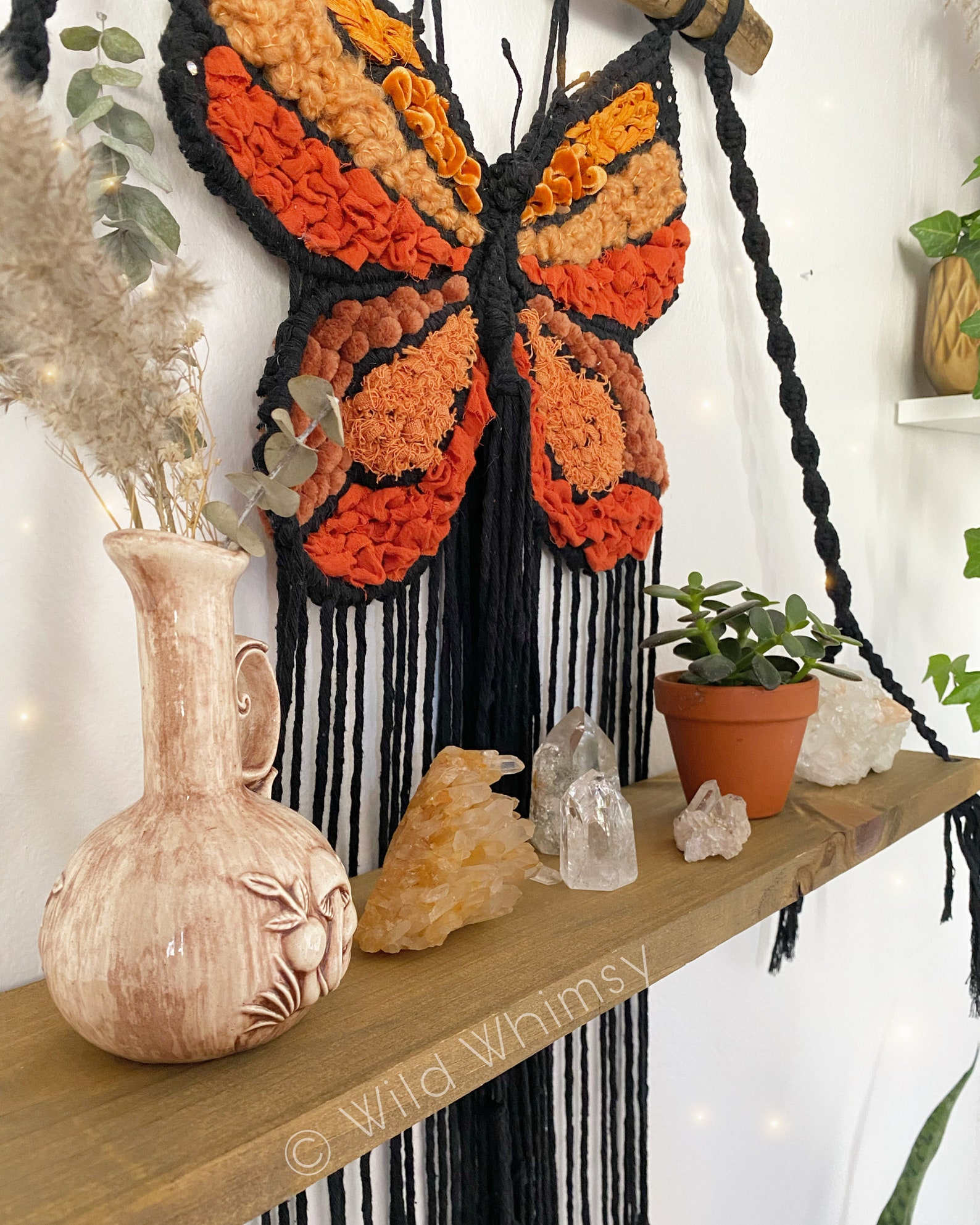 2 BUTTERFLY SHELF // Made to Order Macrame Monarch Butterfly - Etsy