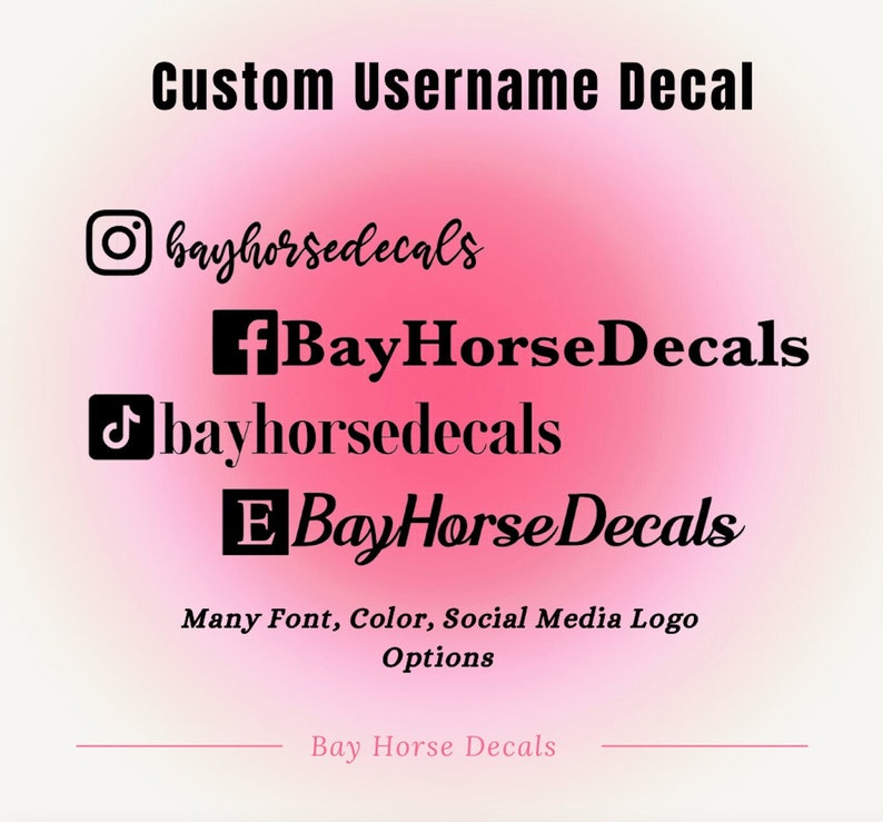 Custom Social Media Username Vinyl Decal - Etsy