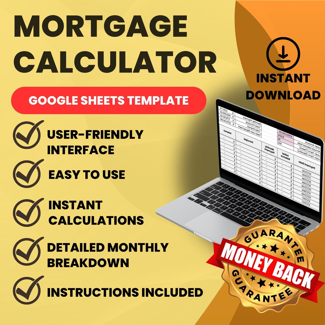 Mortgage Calculator Google Sheets Template Simple Loan Repayment Tool ...