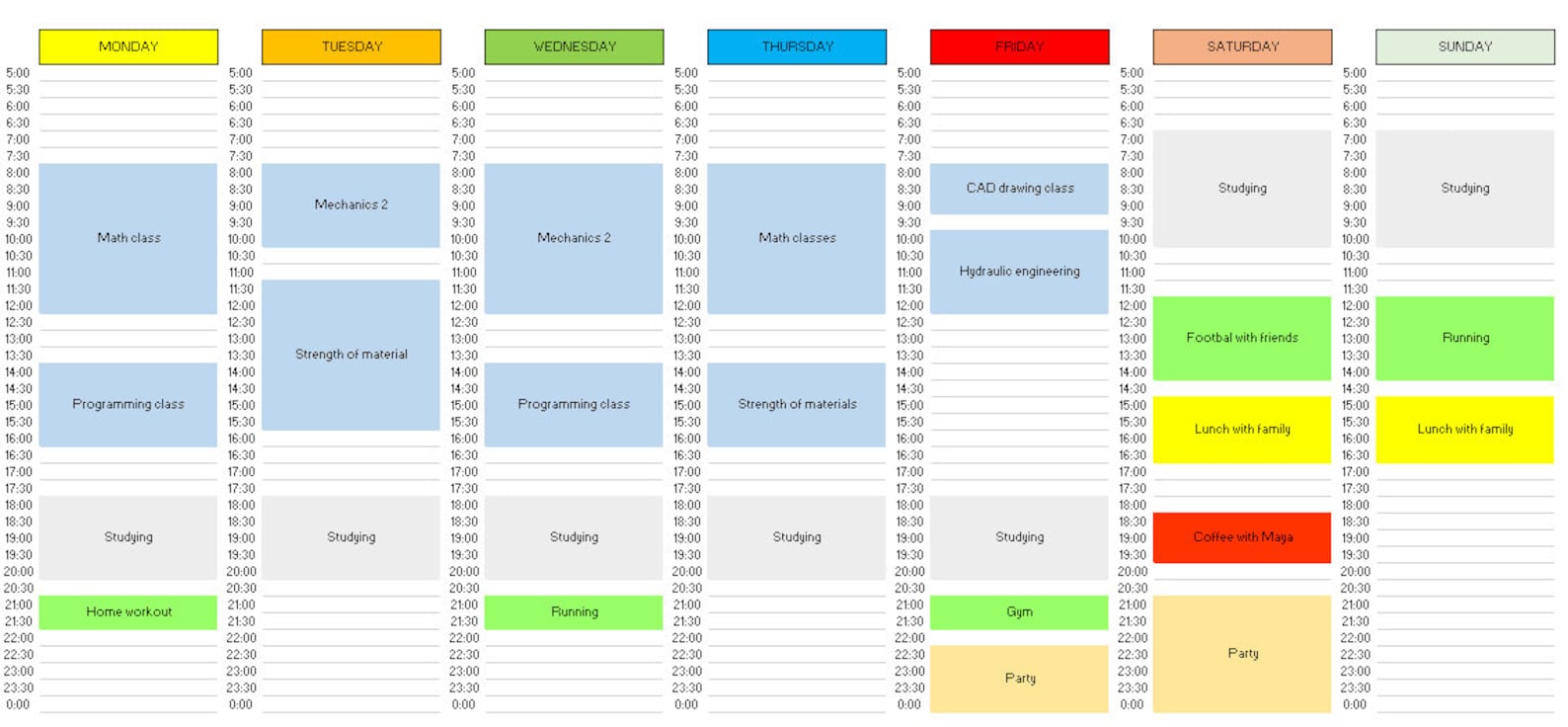 STUDENT DIGITAL Planner EXCEL Template | Student Weekly Planner ...