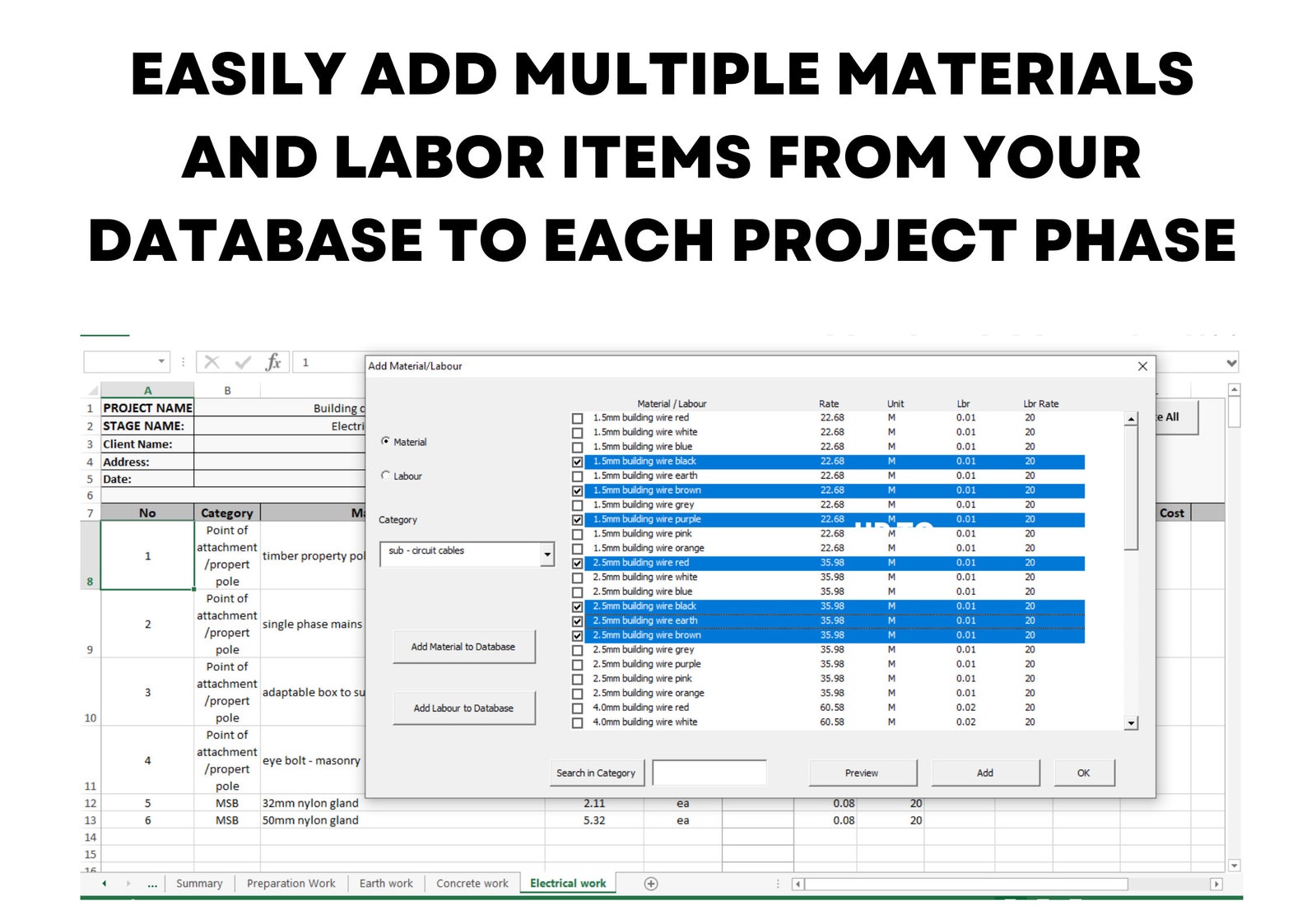 Carpentry Project Cost Estimation EXCEL Template | Wood Framing ...