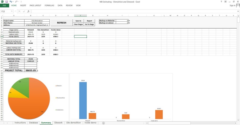 Demolition & Sitework Cost Estimate Excel Template (Instant Download ...