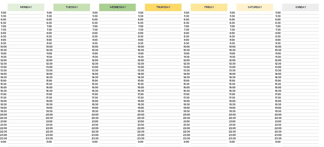 Work From Home Planner | EXCEL Template | Weekly Schedule Template ...