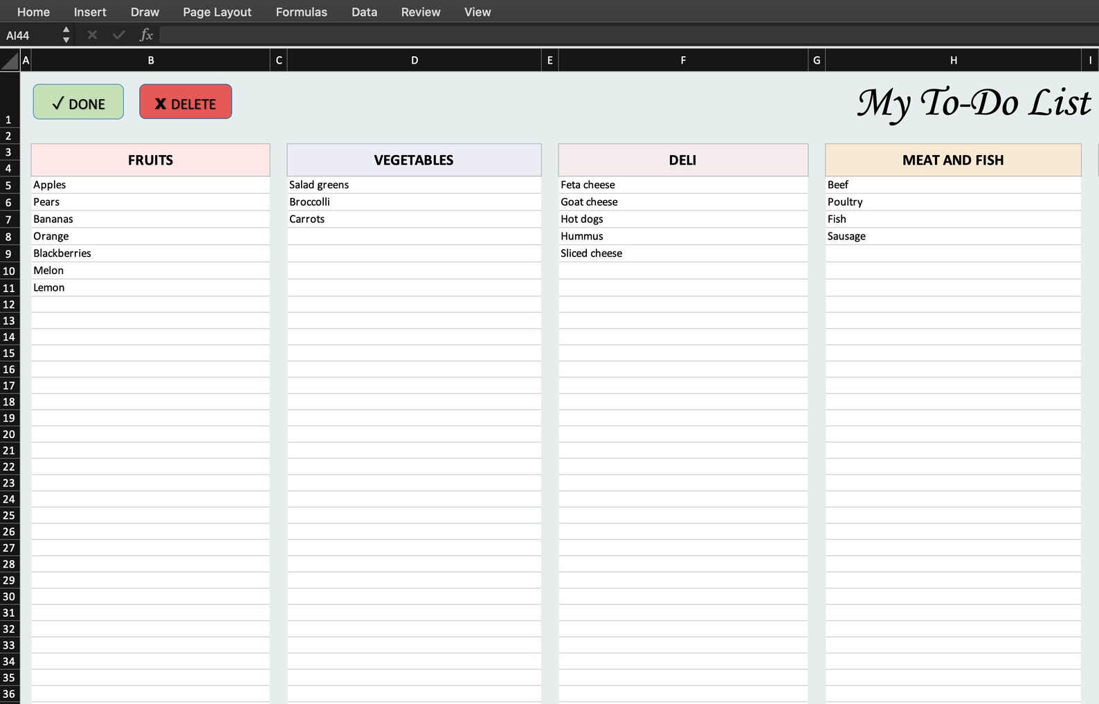 Excel Template Todo List Acas