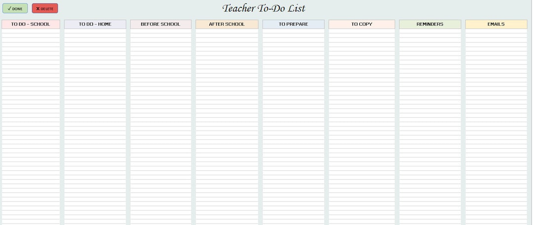 TEACHER PLANNER EXCEL To-do List Template | Customizable Teaching ...