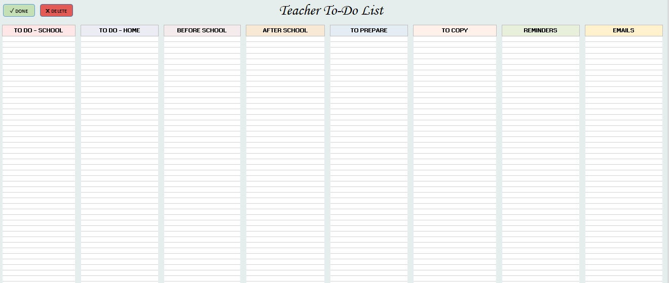 TEACHER PLANNER EXCEL To-do List Template | Customizable Teaching ...