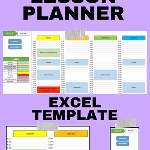 TEACHER WEEKLY PLANNER Excel Template Teacher Weekly - Etsy