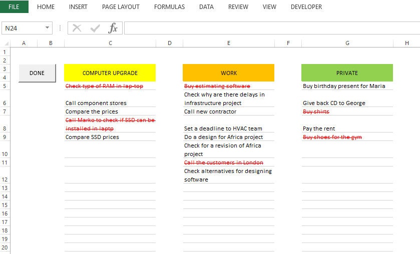 WORK DAY Organizer EXCEL To-do List Template | Day Organizer | Excel ...
