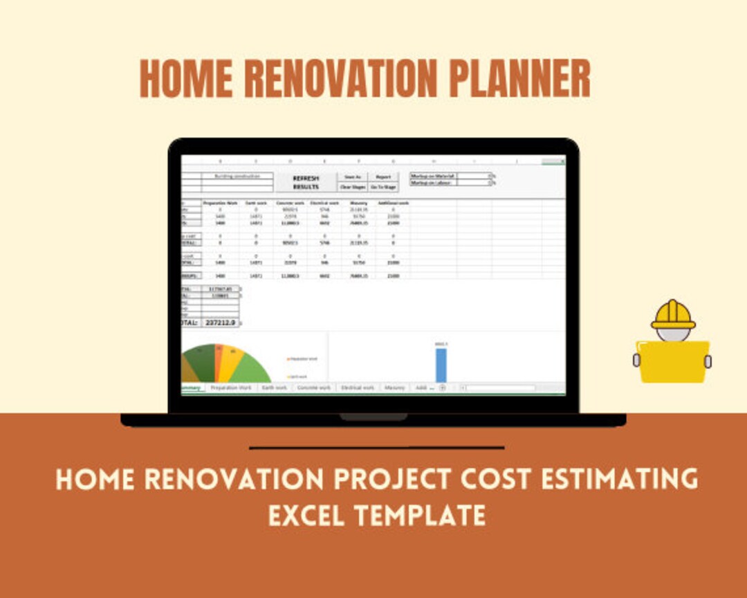 Home Renovation Estimator EXCEL Template | Home Remodel Cost Estimate ...