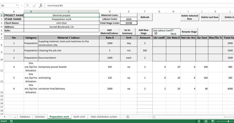 Electrical and Plumbing Cost Estimation Spreadsheet Excel - Etsy