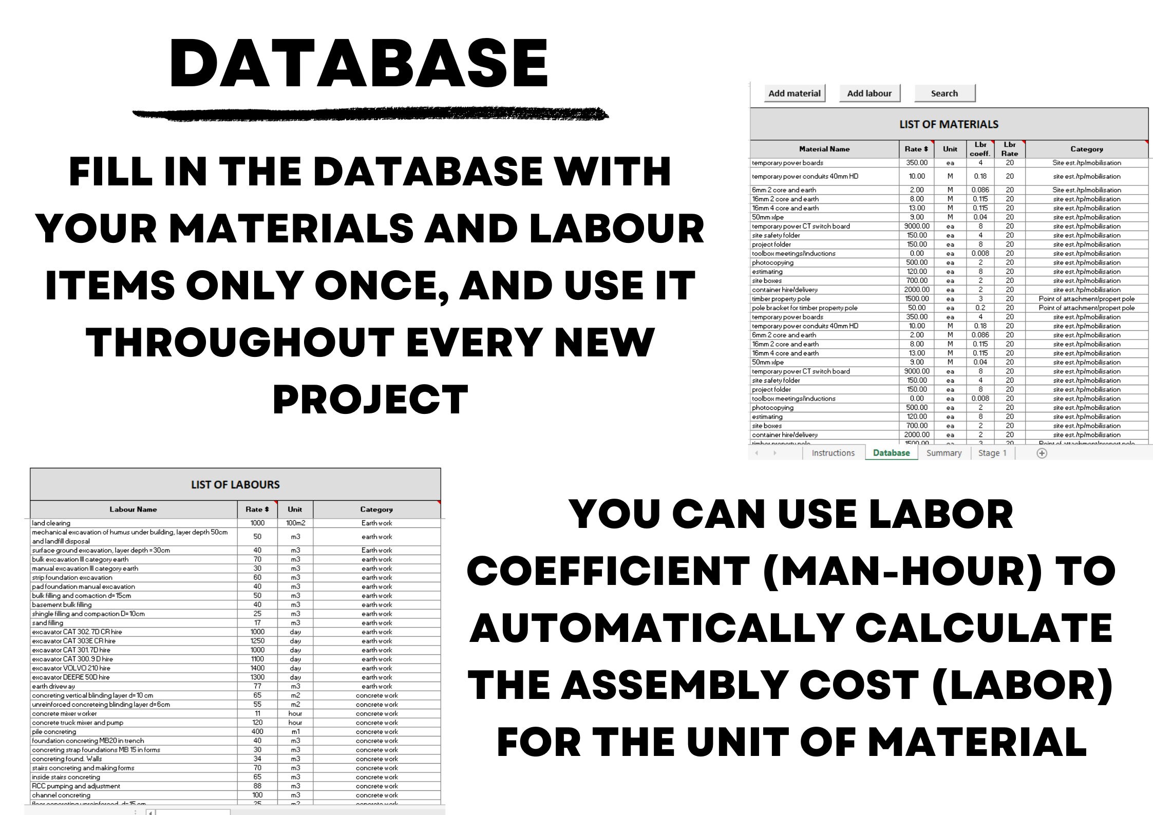 Demolition & Sitework Cost Estimate EXCEL Template | Construction ...