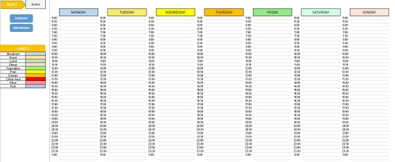 Lunch Schedule Template Excel