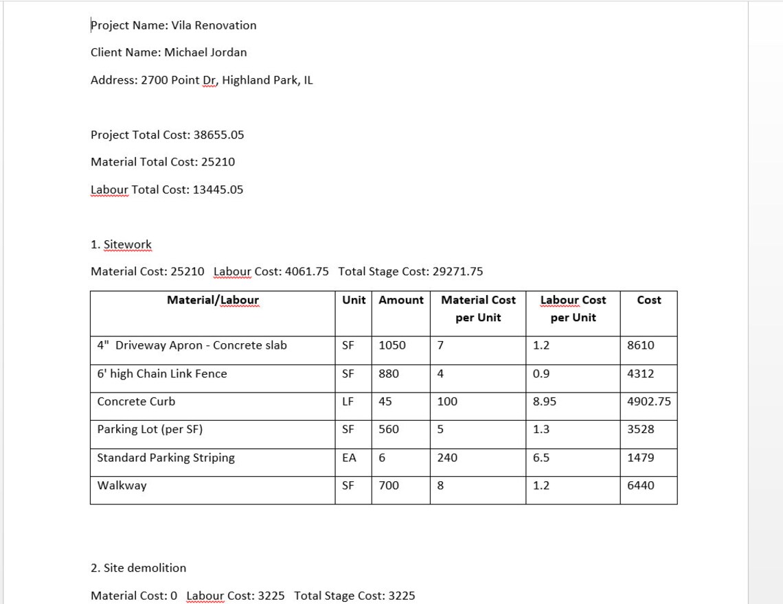 Demolition & Sitework Cost Estimate Excel Template (Instant Download ...