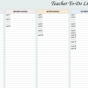 TEACHER PLANNER EXCEL To-do List Template | Customizable Teaching ...