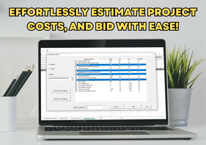 Contractor Estimate EXCEL Template - Proposal Bid Excel Template ...