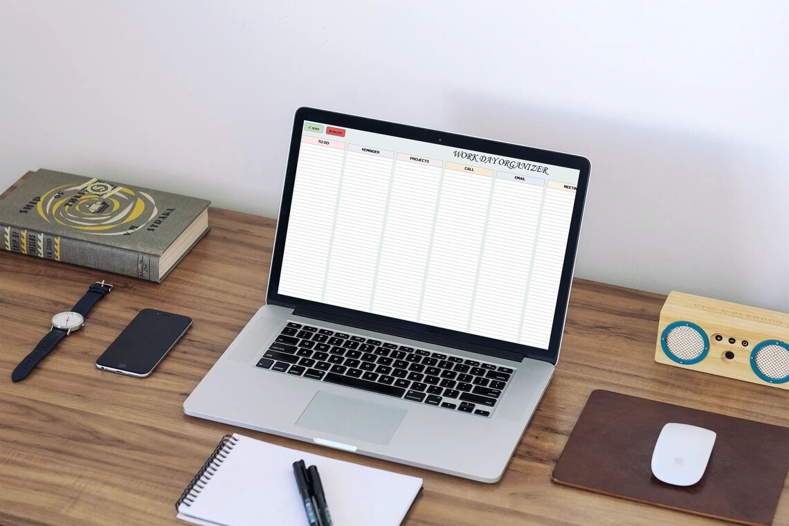 WORK DAY Organizer EXCEL To-do List Template | Day Organizer | Excel ...