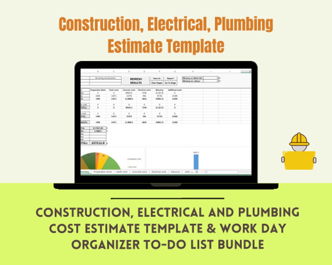 Construction, Electrical and Plumbing Budget Estimate EXCEL Template ...