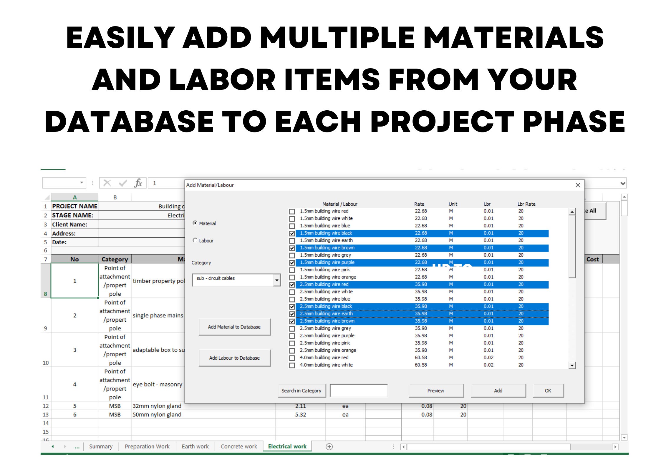 Electrical & Plumbing Cost Estimate EXCEL Template + Contractor Weekly ...