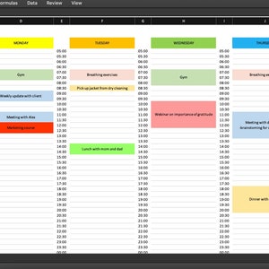 WEEKLY SCHEDULE EXCEL Template | Weekly Digital Planner | Weekly To-do List | Work Day Organizer ...