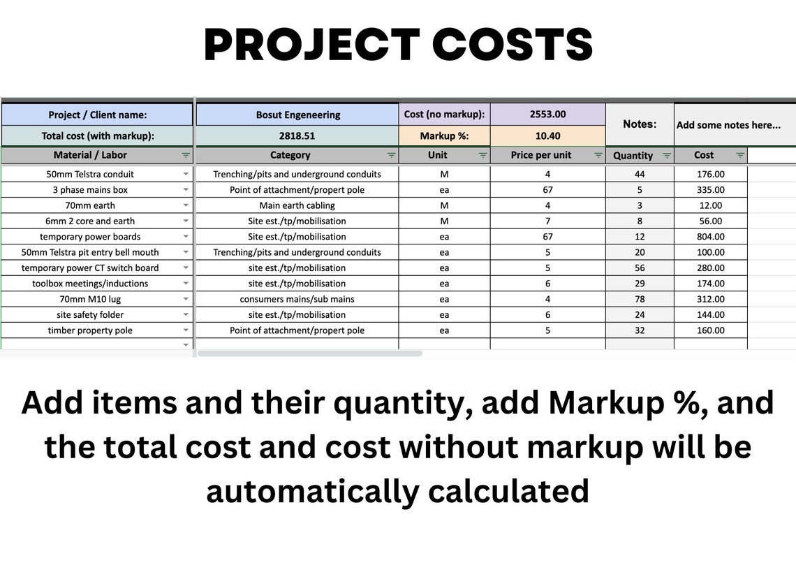 Simple Home Building Cost Calculator Template - Estimate GOOGLE SHEETS ...