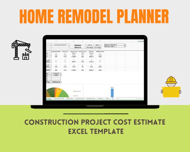 HOME REMODEL Planner EXCEL Estimate Template | Home Renovation Planner ...