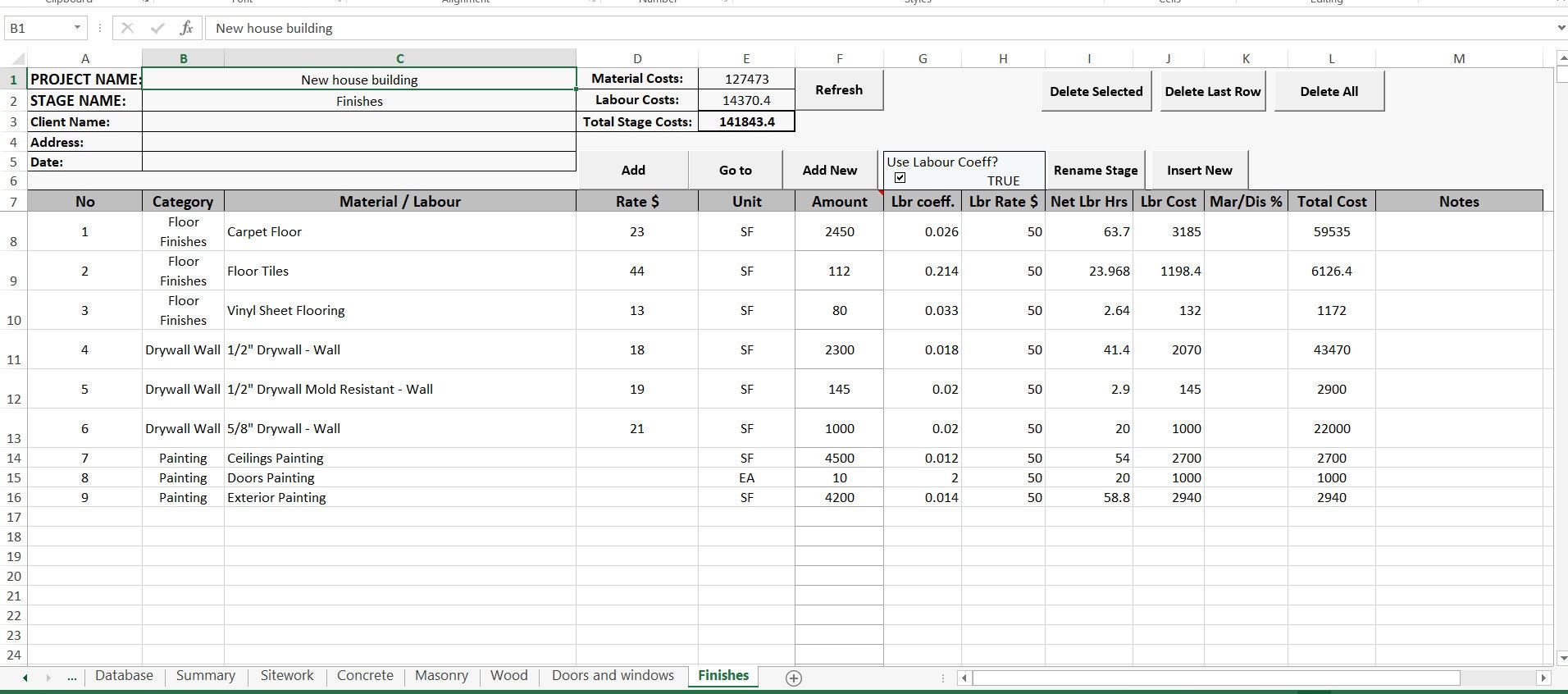 HOUSE CONSTRUCTION PLANNER Excel Template Construction - Etsy