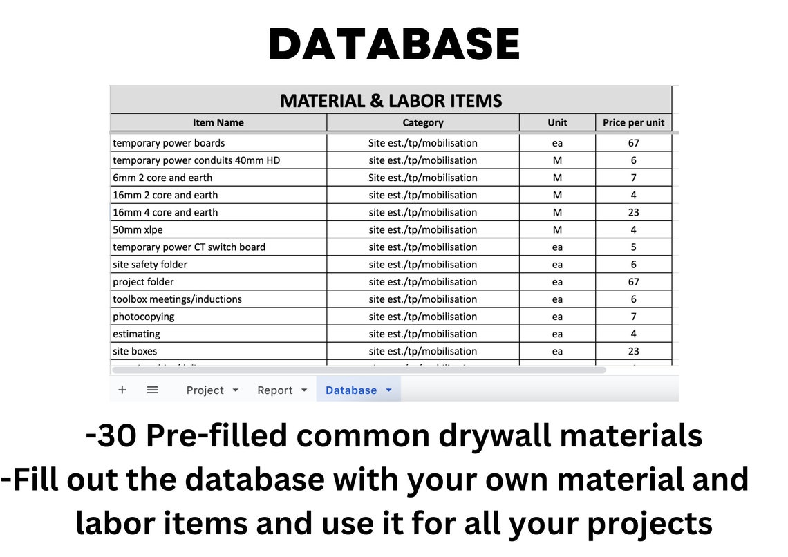 Simple Drywall Calculator Estimate GOOGLE SHEETS Template | Drywall ...