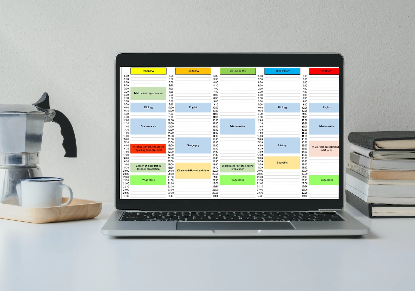 TEACHER WEEKLY Planner EXCEL Template | Teacher Weekly Schedule ...