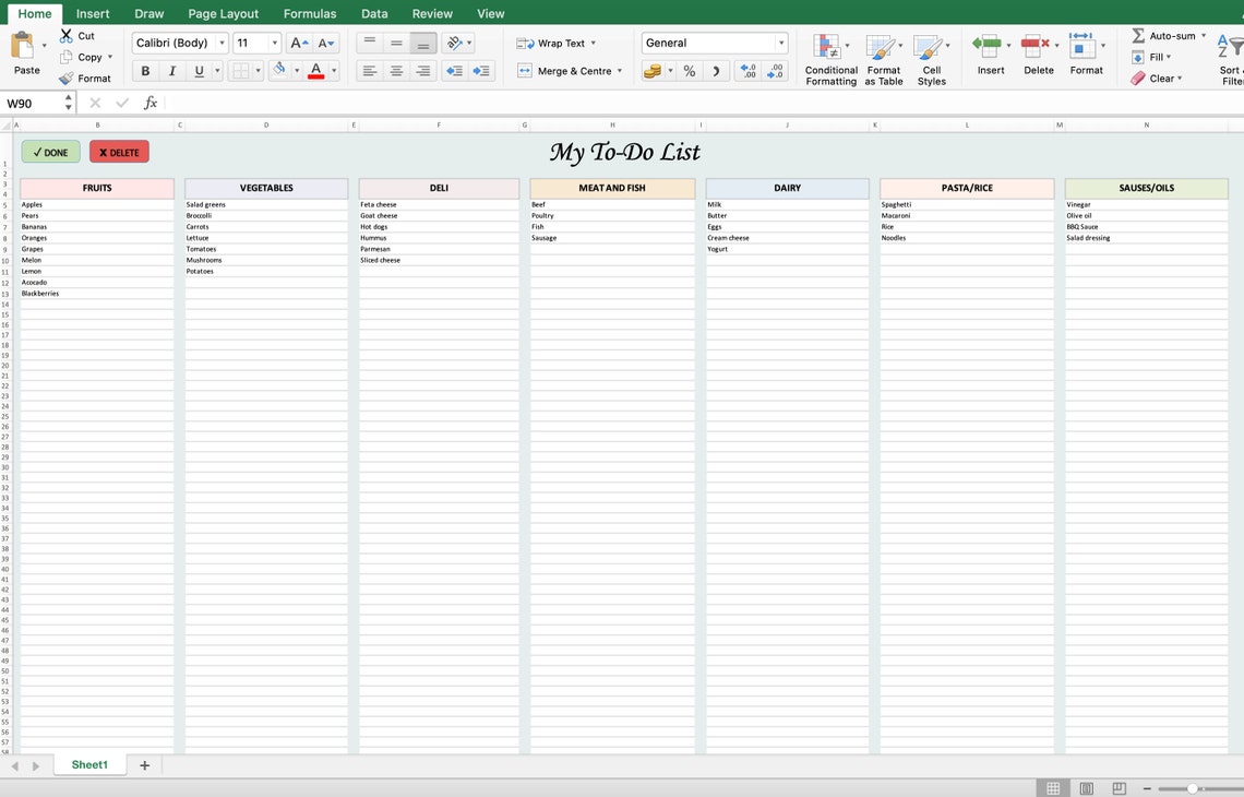 TO DO List Excel Template Customizable Planner Todo Excel Template ...