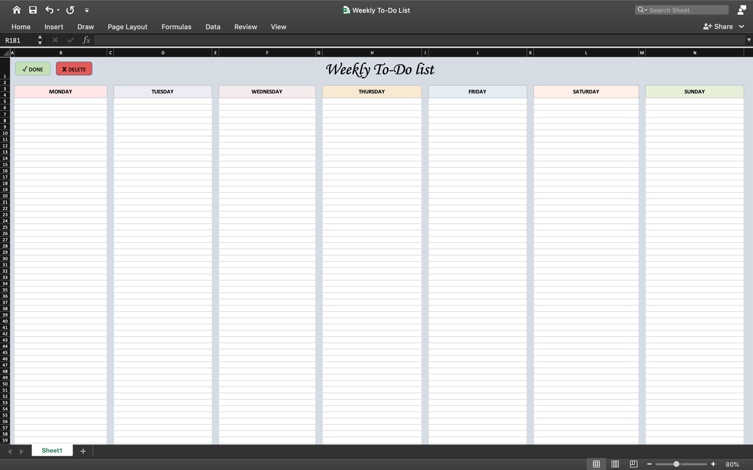 Weekly TO DO List EXCEL Template Digital Task Tracker Customizable ...