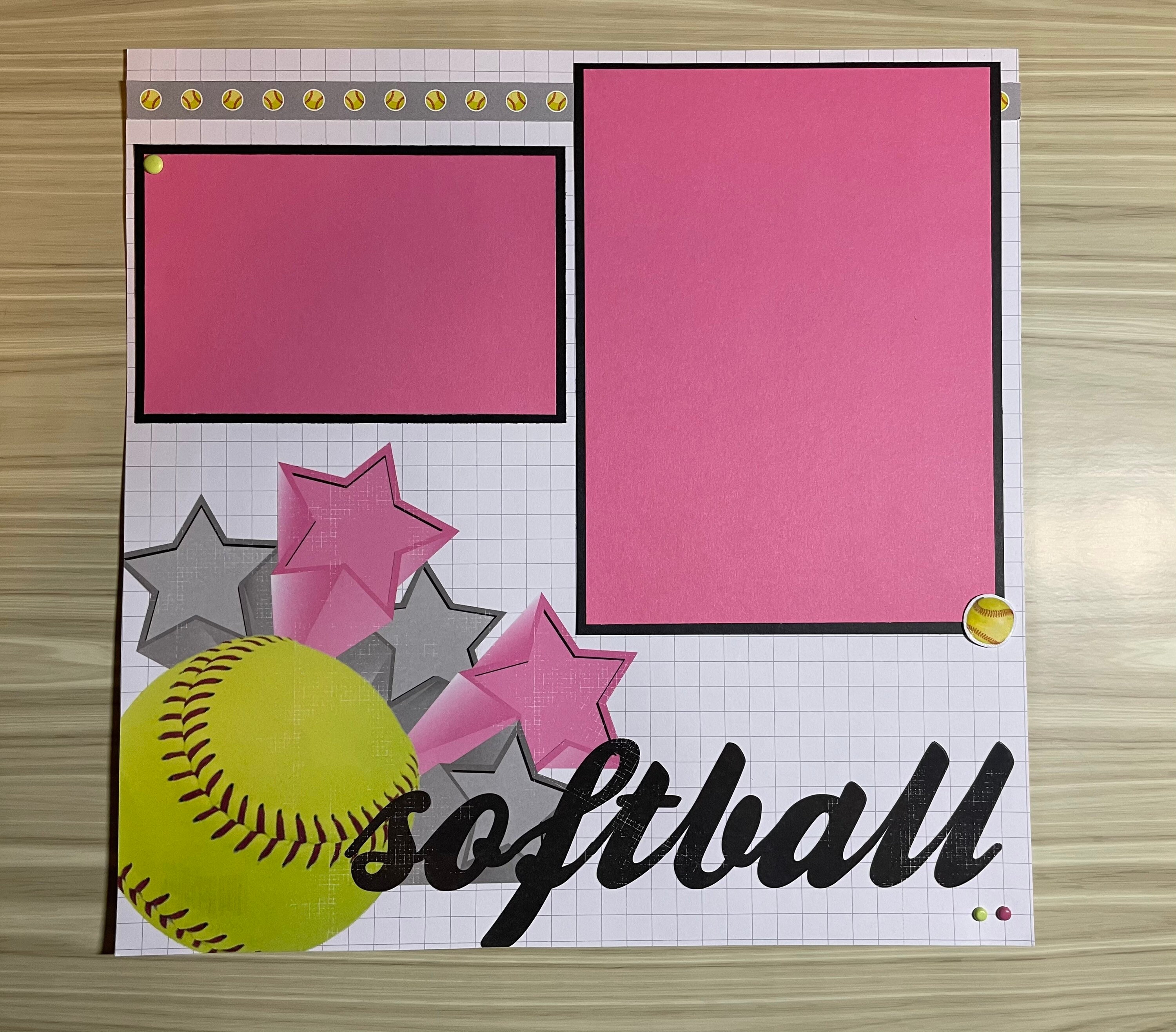 Softball Scrapbook Page, 12x12 Scrapbook, Premade Scrapbooking Pages ...