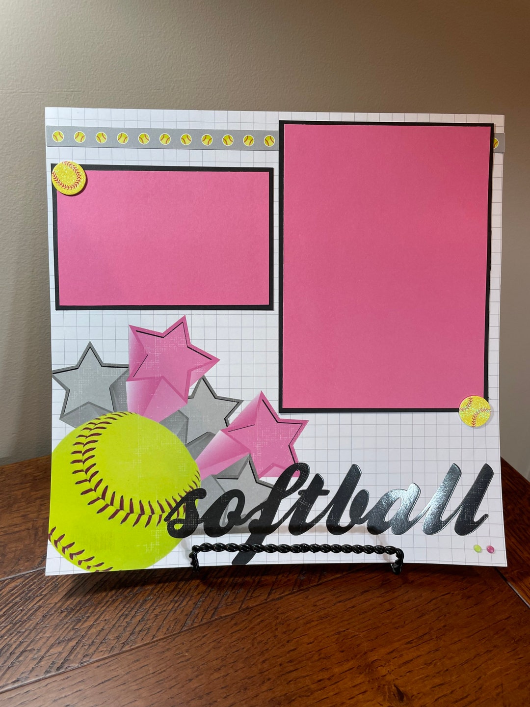 Softball Scrapbook Page, 12x12 Scrapbook, Premade Scrapbooking Pages ...