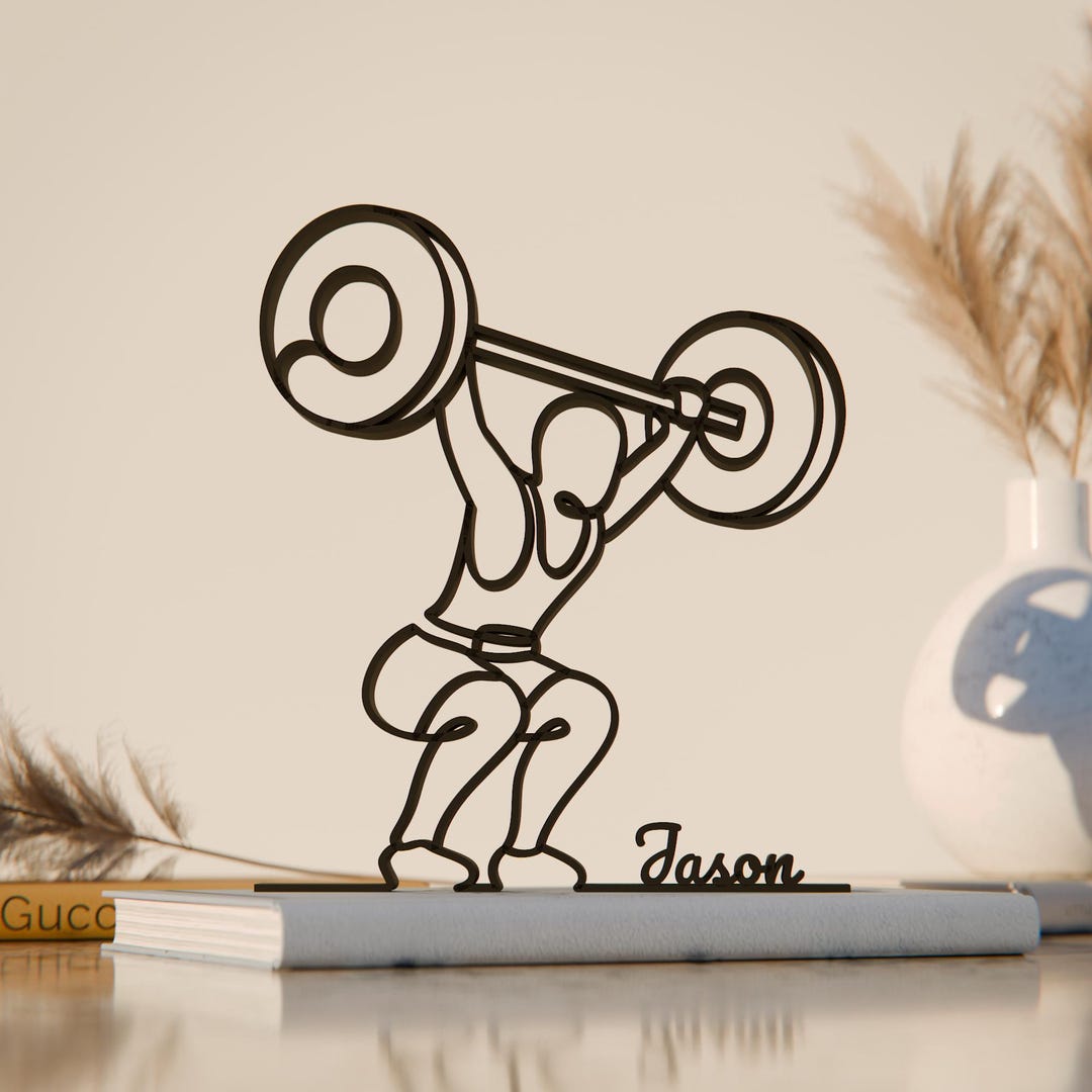 Personalized Crossfitter Line Art Figure, 3D Printed Gift, Unique ...