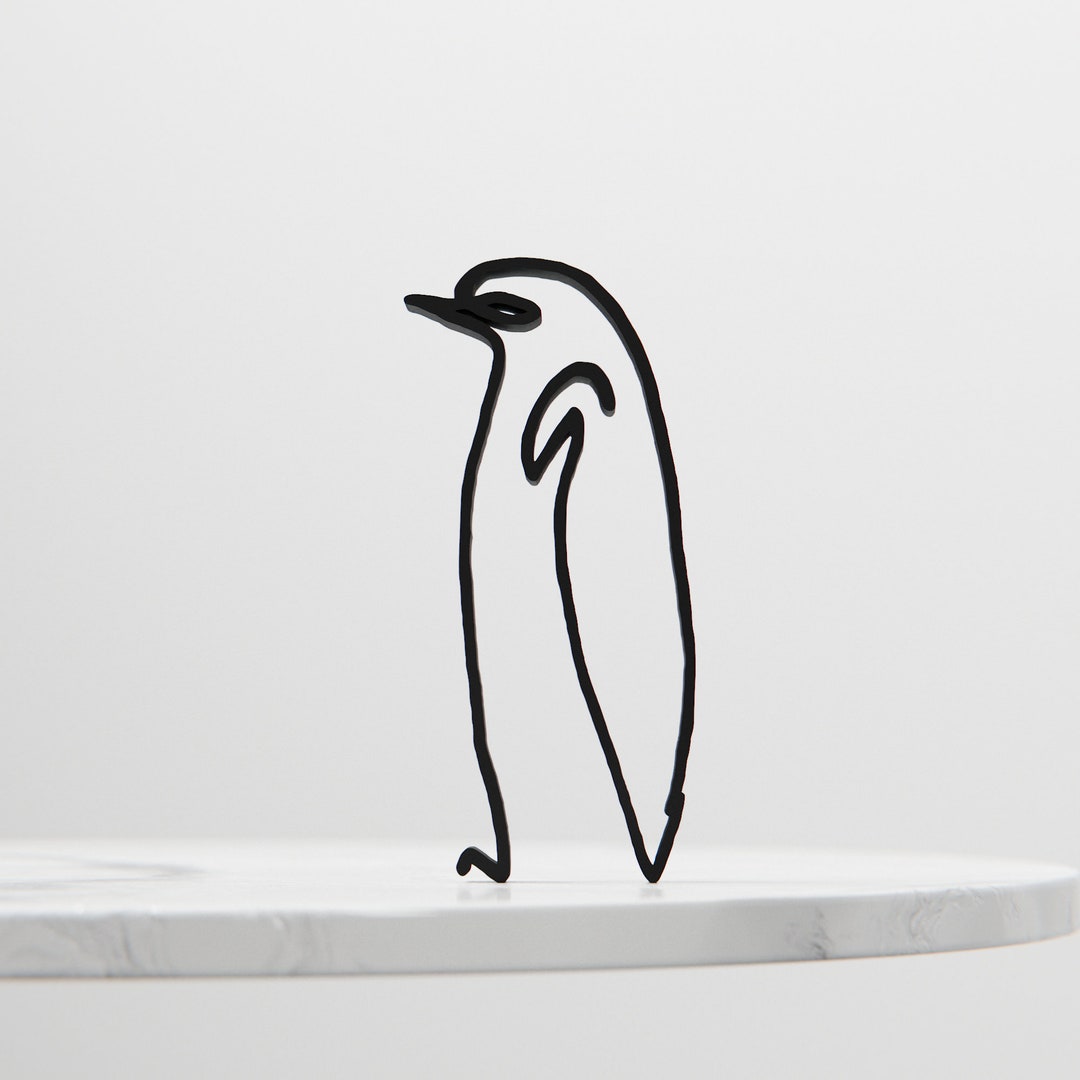 Picasso's Penguin One-line Figure, 3D Printed Gift, Minimalist Home ...