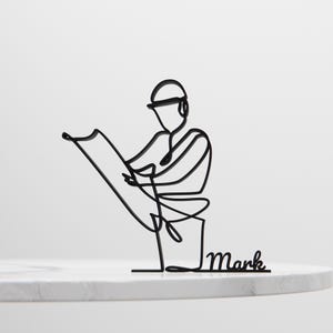 Architect, Personalized Line Art Figure, 3D Printed Gift, Unique ...