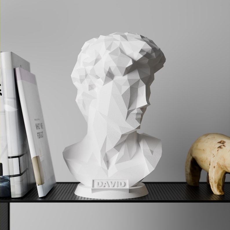 Michelangelo’s David Low Poly Bust | 3D Printed Geometric Statue ...