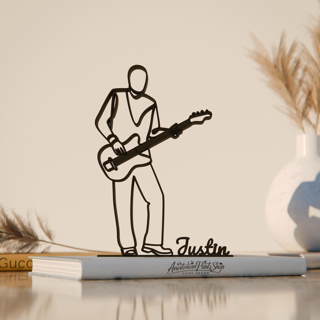 Bass Guitarist, Personalized Line Art Figure, 3D Printed Gift, Unique ...